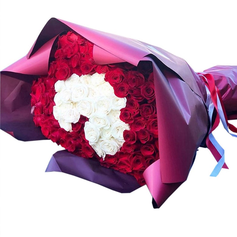 ANIS Red and White Roses Mixed Bouquet |100 Rose Bouquet | Online Gifts ...
