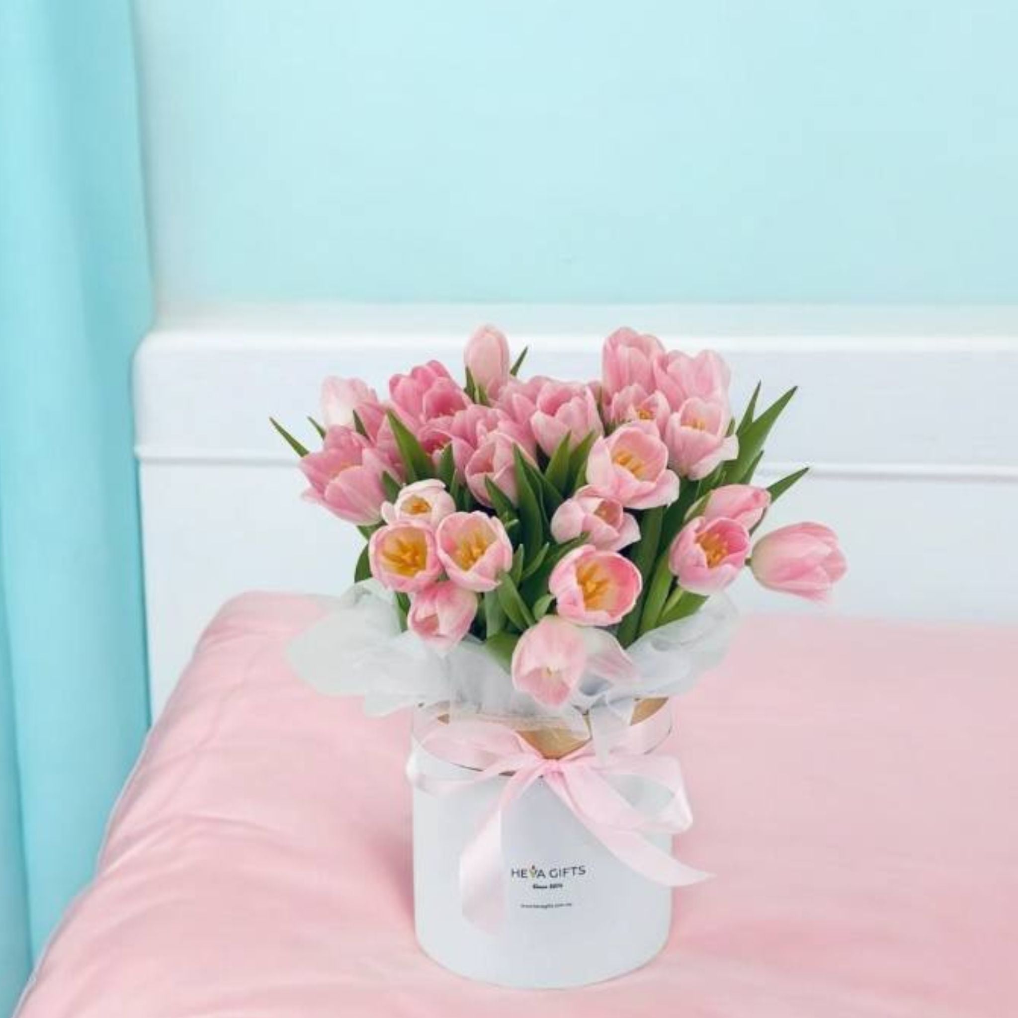 EMILY Pink Tulips in Box | Fresh Tulip Delivery | Heva Gifts – Heva ...